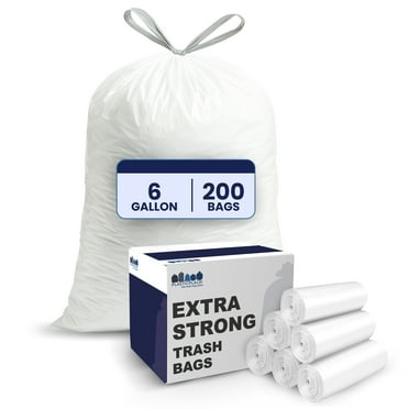 8 Gallon Trash Bags: Premium White Drawstring Garbage Bag, 0.7 Mil ...