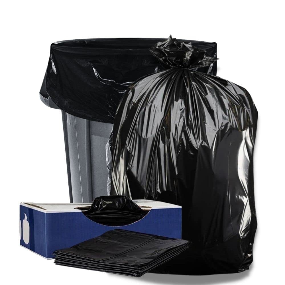 Plasticplace Heavy Duty 95 Gallon Black Trash Bags, 2 Mil, Gusset Seal ...
