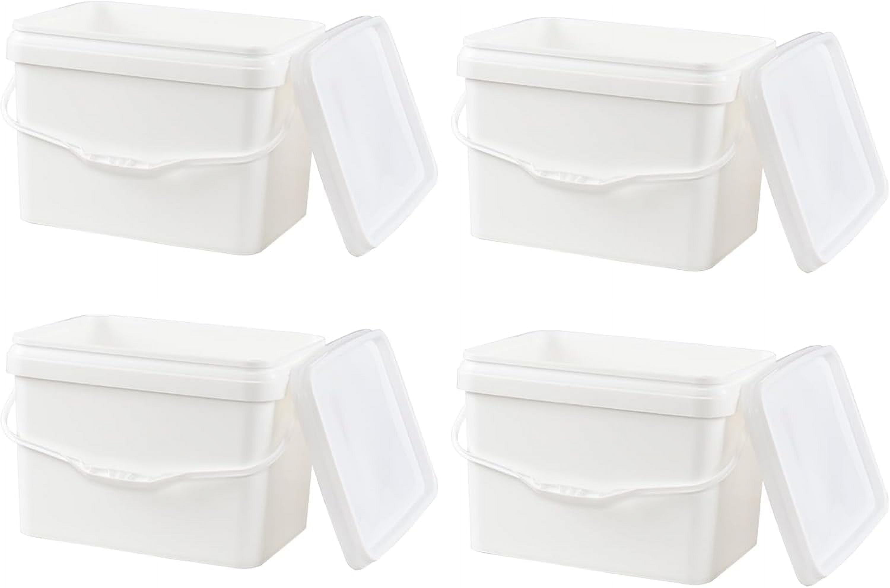 Plastics 5 Gallon White Food Grade Buckets with Handle & Airtight Lids ...