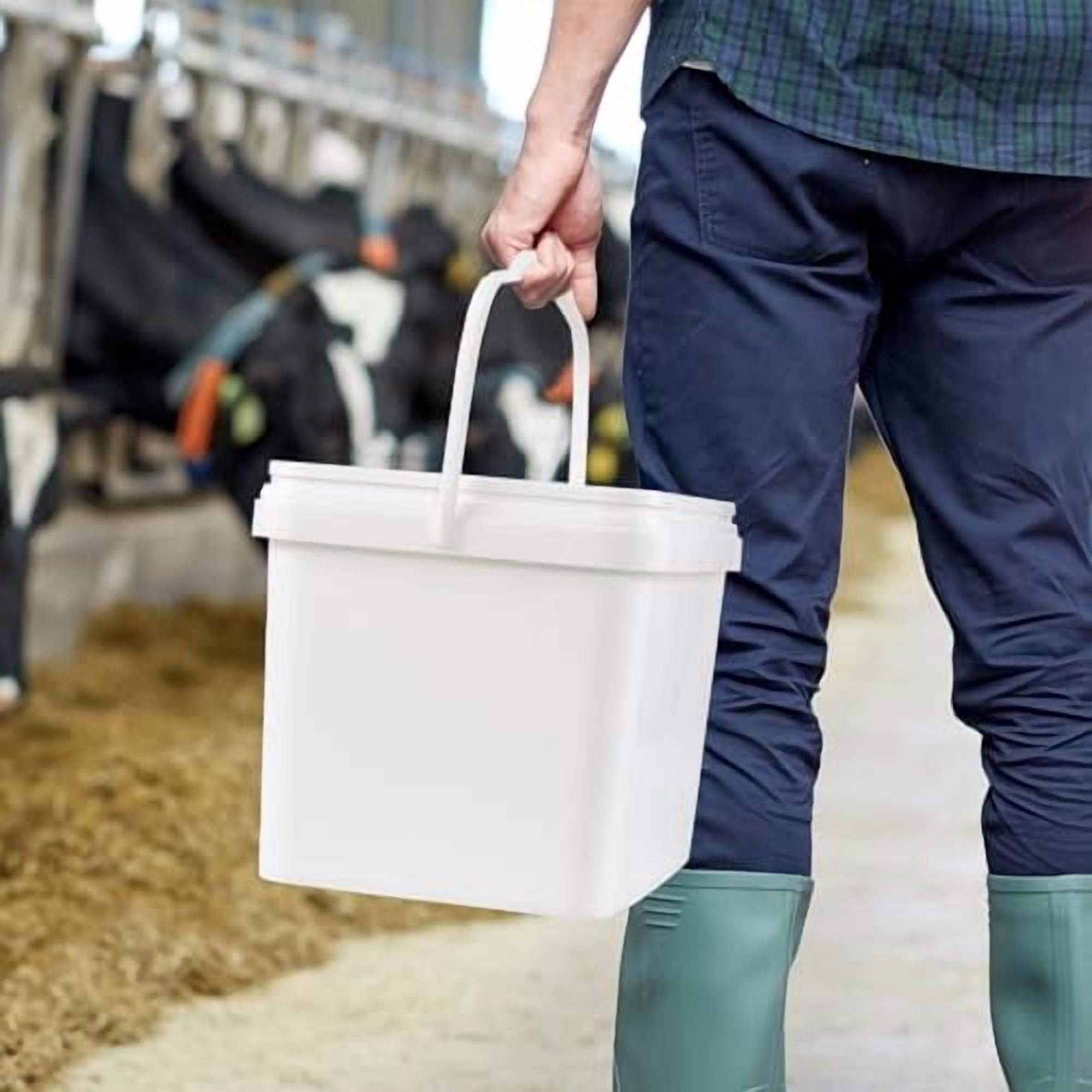 Plastics 5 Gallon White Food Grade Buckets with Handle & Airtight Lids ...