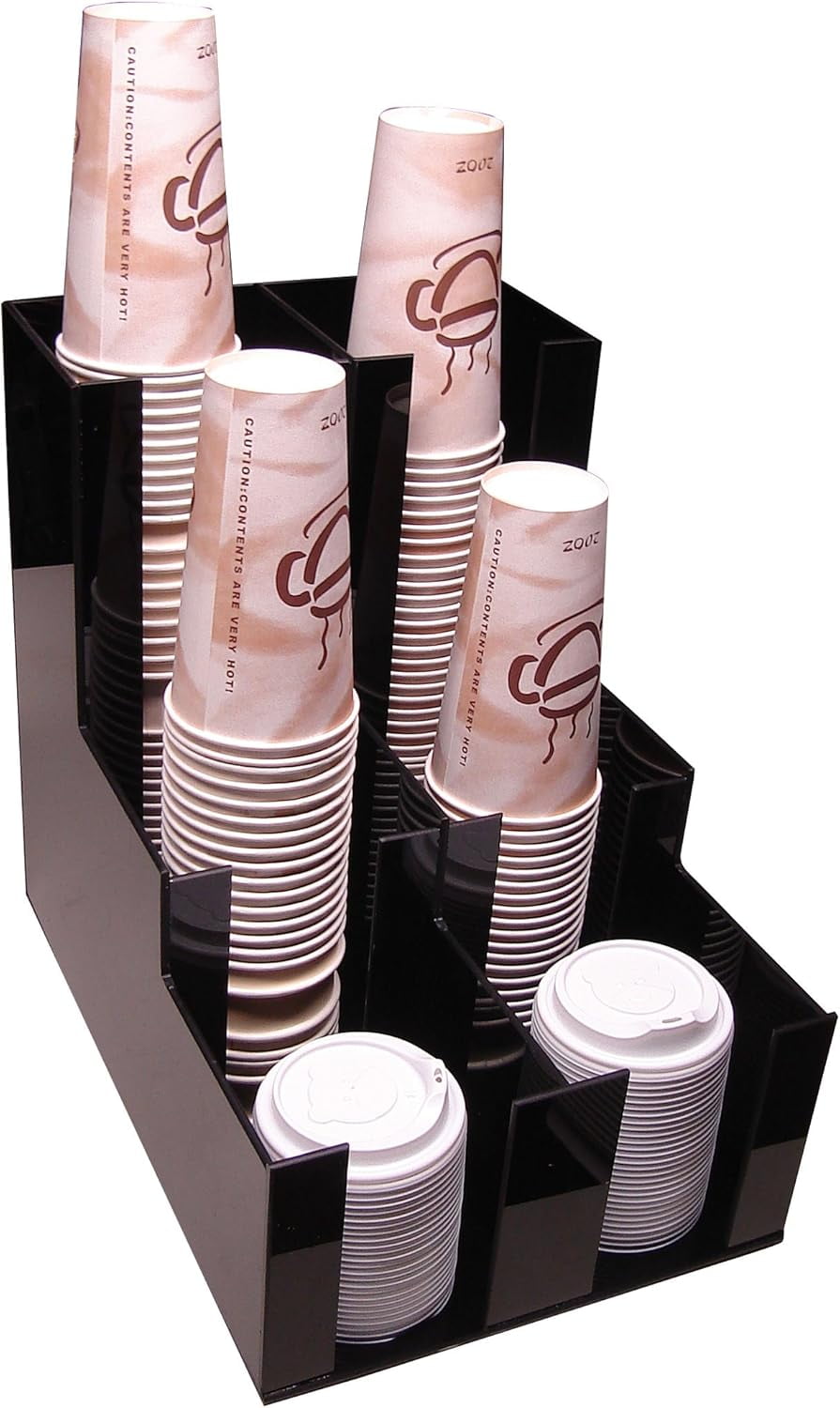 Plastics Cup Lid Holder Dispenser Coffee Cup Beverage Caddy Countertop ...