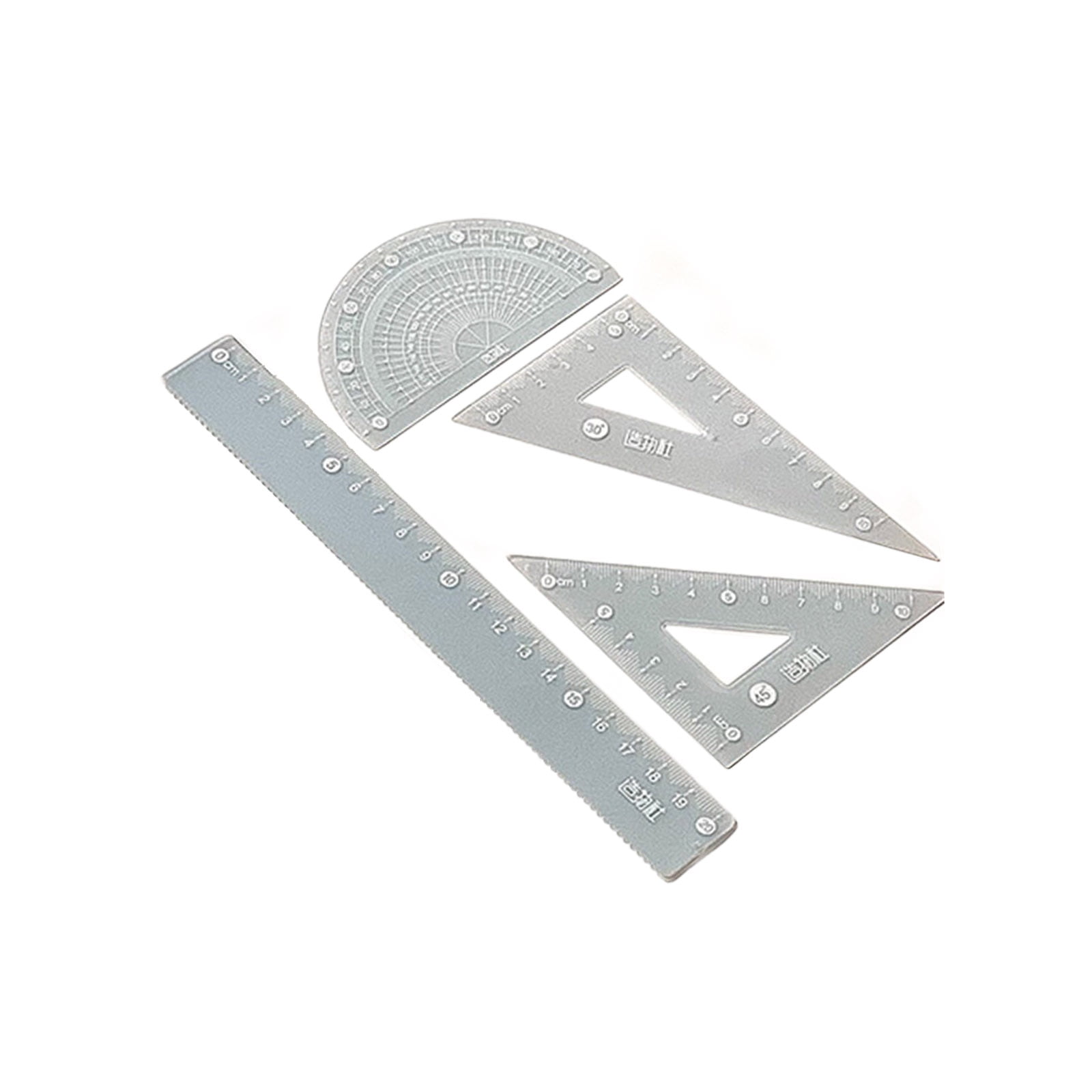 Plastics Geometry Tool Set Includes Straight Protractor, Triangle Ruler ...