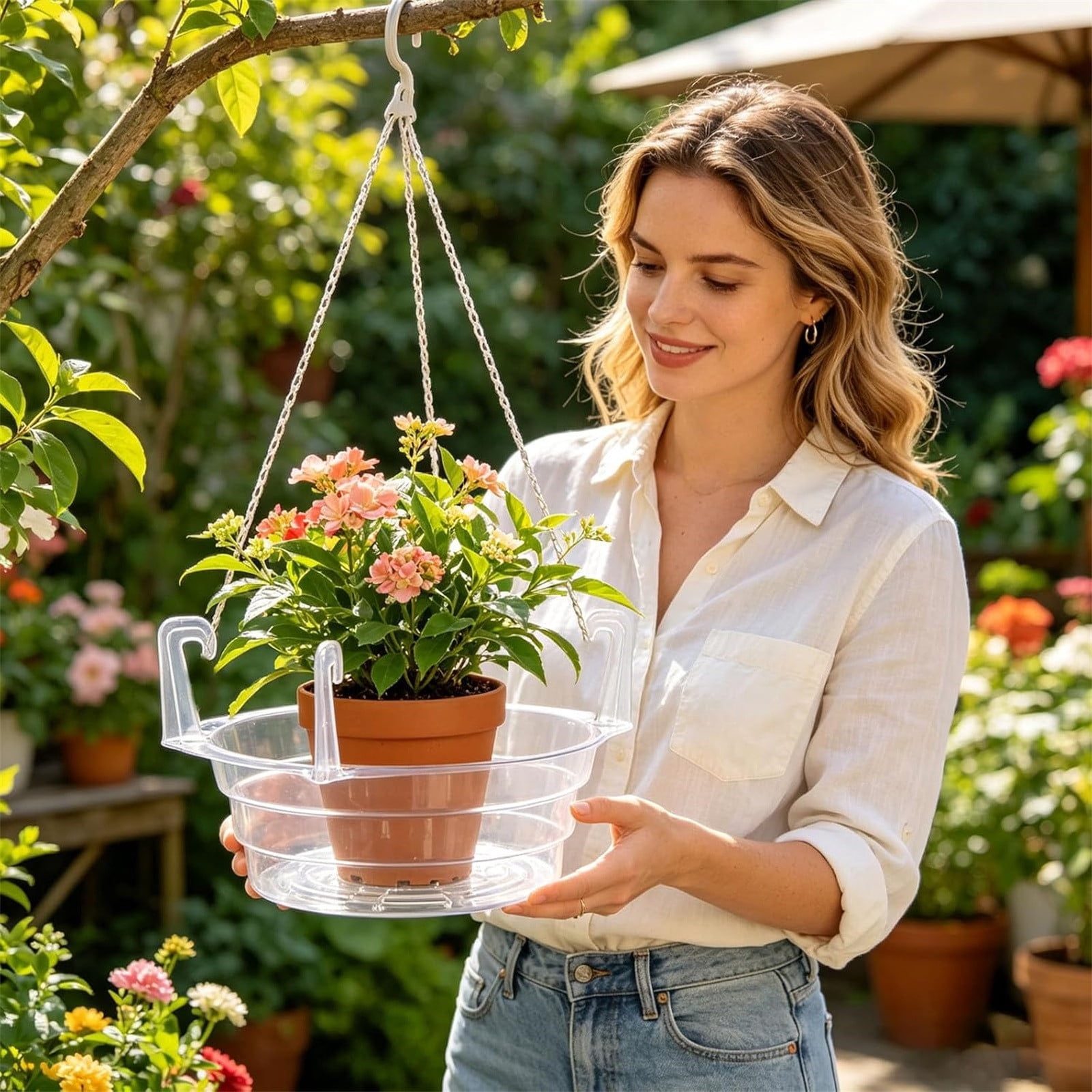 Plastics Hanging Basket Drip Pans (8-Pack) | Clear, Round (Diameter ...