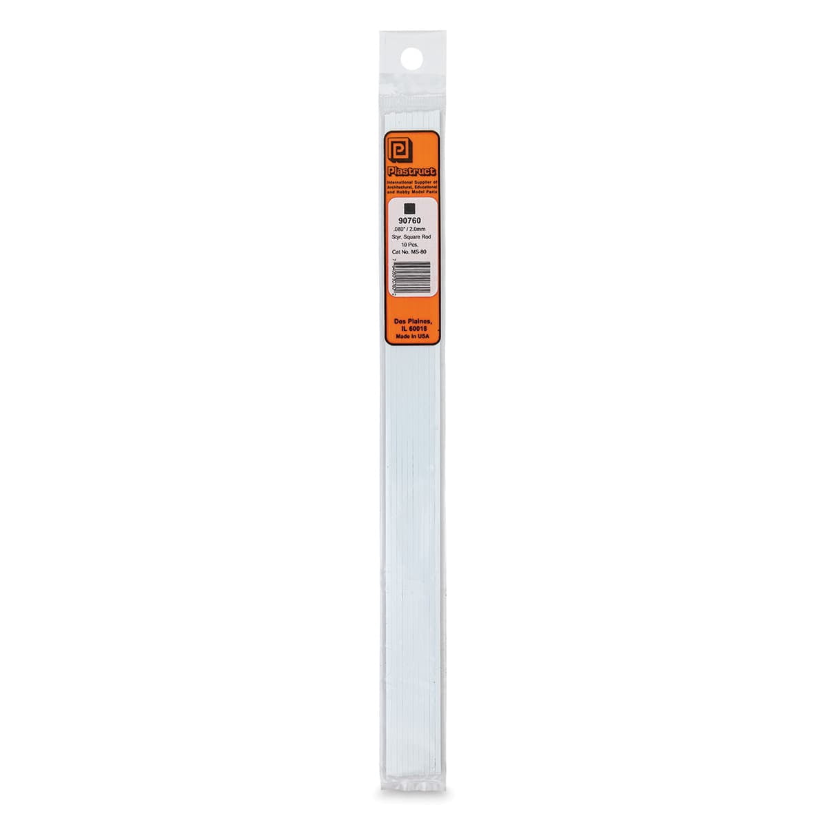 Plastruct Plastic Square Strip - Pkg of 10, 0.08" H × 0.08" W × 10" L ...