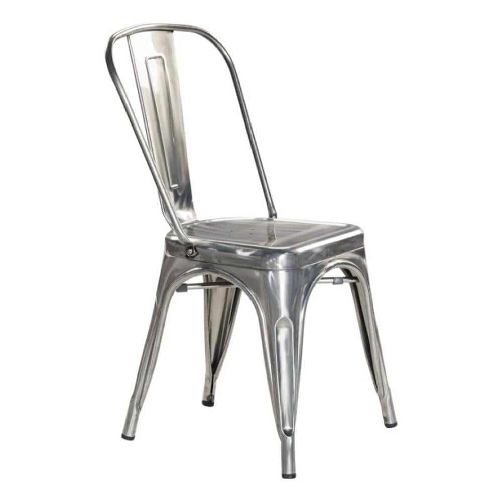 Plata Import Silver Metal Industrial Rustic Dining Chairs (Set of 4 ...