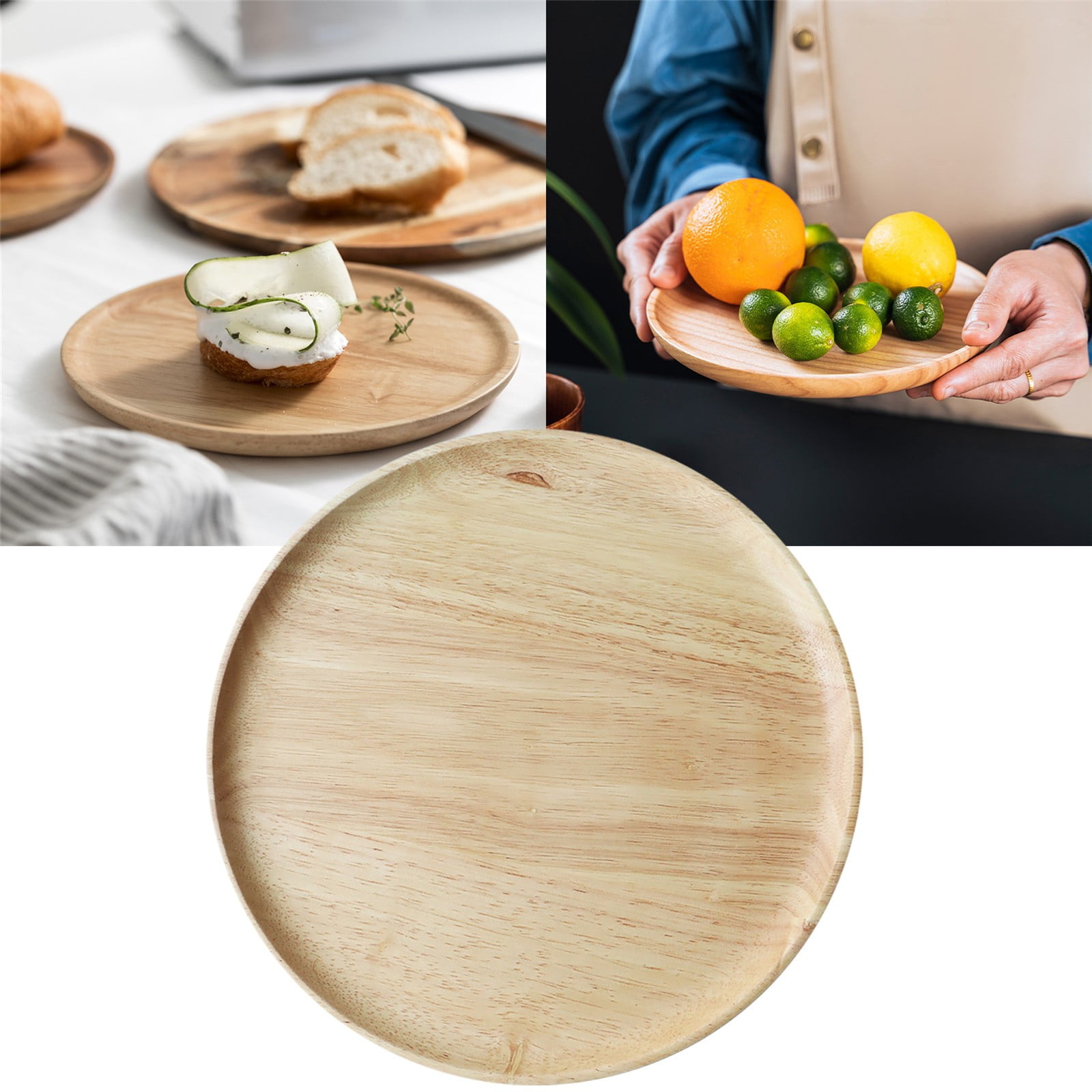 Plate 15Cm - Elegant Round Wood Tea Tray Snacks Fruits Serving Plate ...