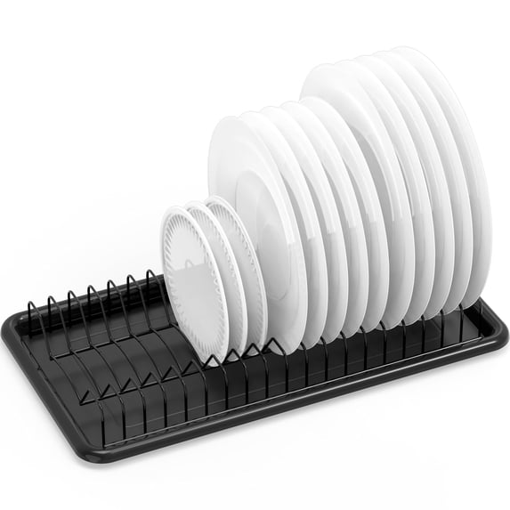 Plate Drying Rack With Drainboard Black 1-Pack - Walmart.com