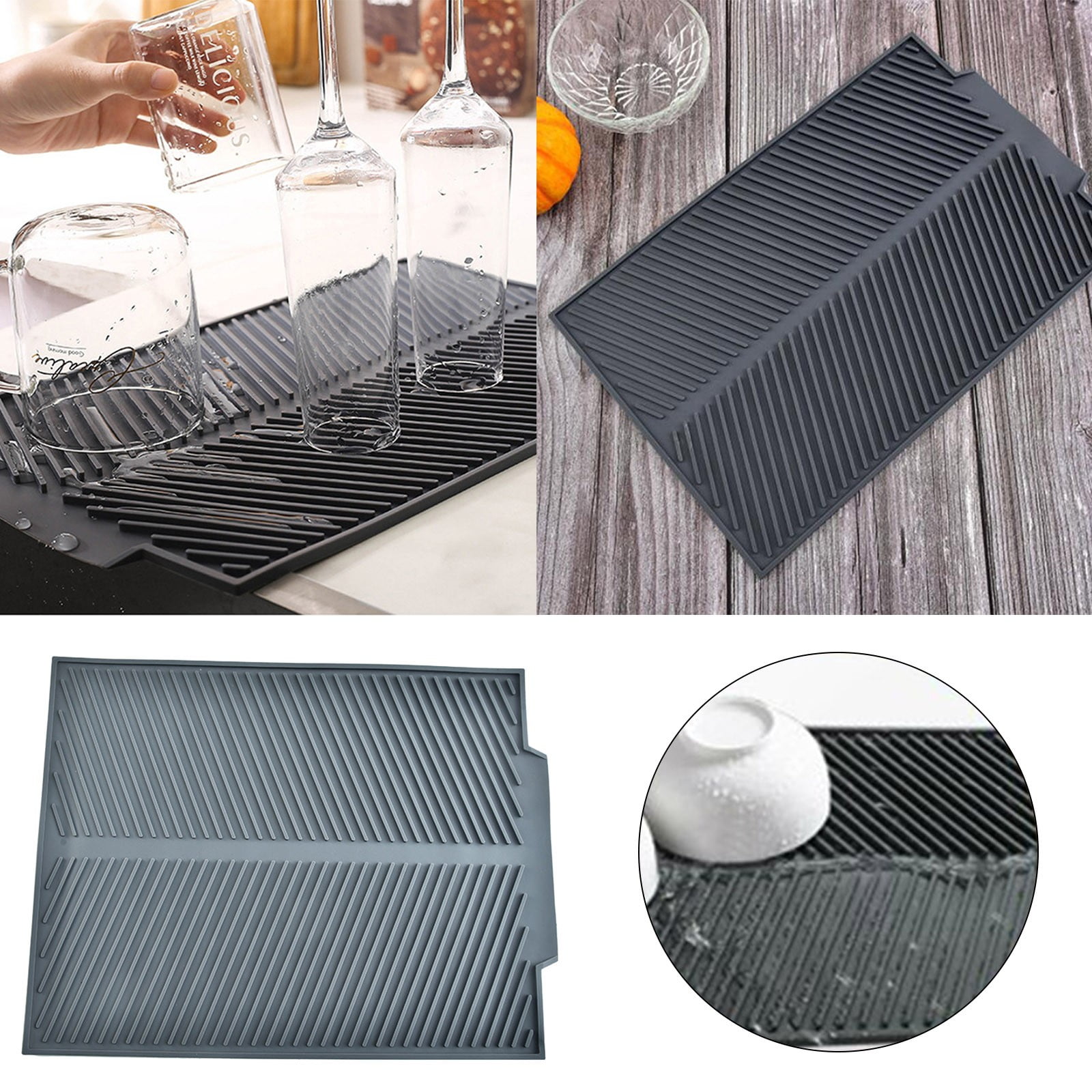 Plate Mates 6 Pieces Folding Draining Mat Silicone Draining Board Mats ...