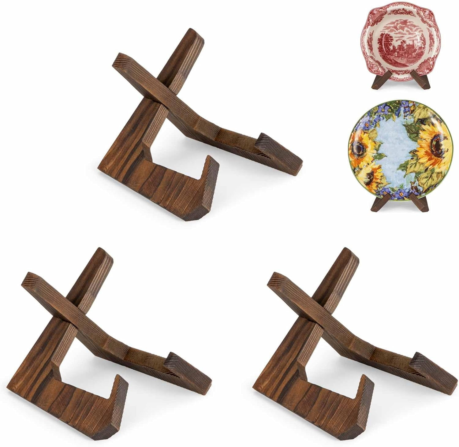 Plate Stand, 3 Pack 4.5 Inch Bowl Stands for Display, Wooden Easel ...