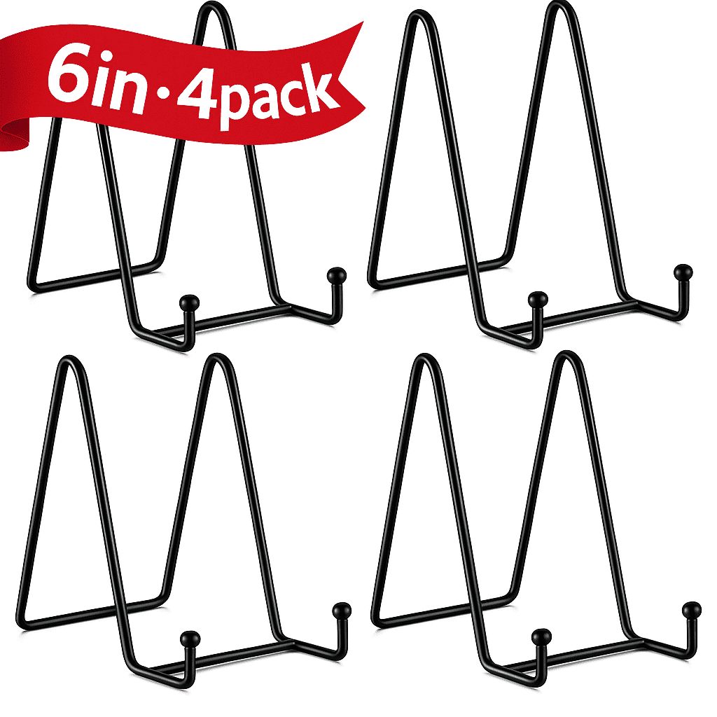 Qutool 6in Plate Stands, 4-Pack Metal Display Easels for Picture Frames ...