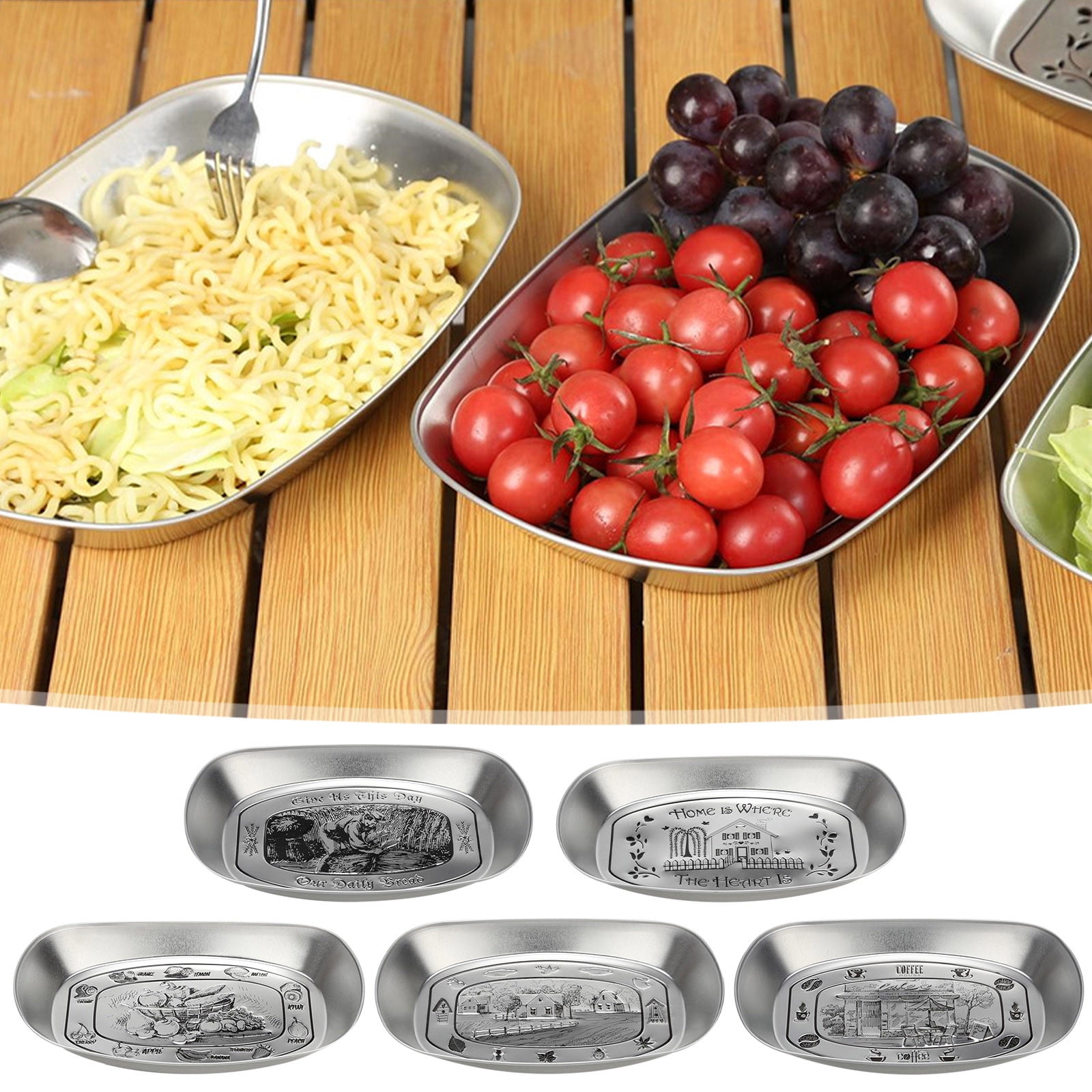 Plate Vintage Embossed Tinplate Fruit Tray for Outdoor Dining Camping ...