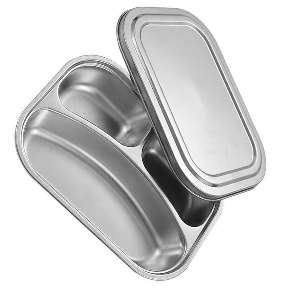 Plate with Lid Stainless Steel Serving Baby Plates Sections Split ...