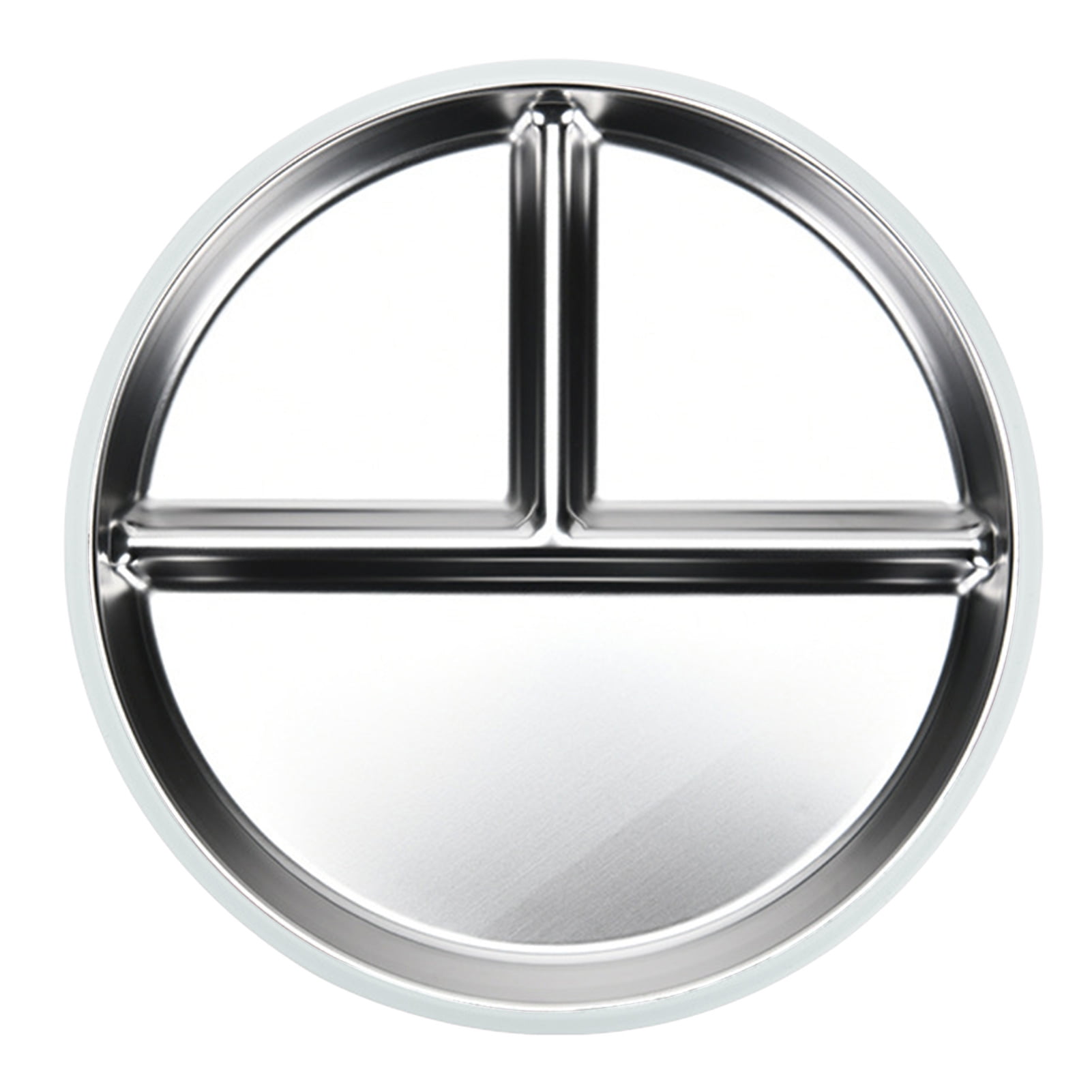 Plate with Suction Base 3-Section Divided Stainless Steel Dish 9 ...
