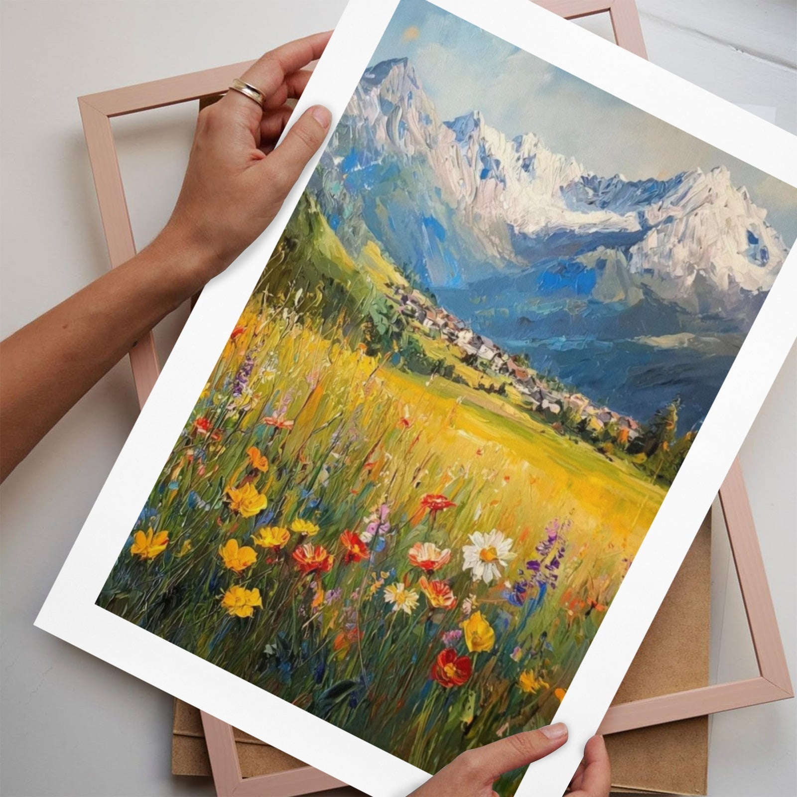 Plateau landscape oil painting, 12" x 18" oil painting with frame, set ...