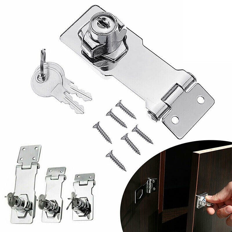 Plated Safety Hasp and Staple with Keys for Gate Door Cabinet Lock 2.5 ...