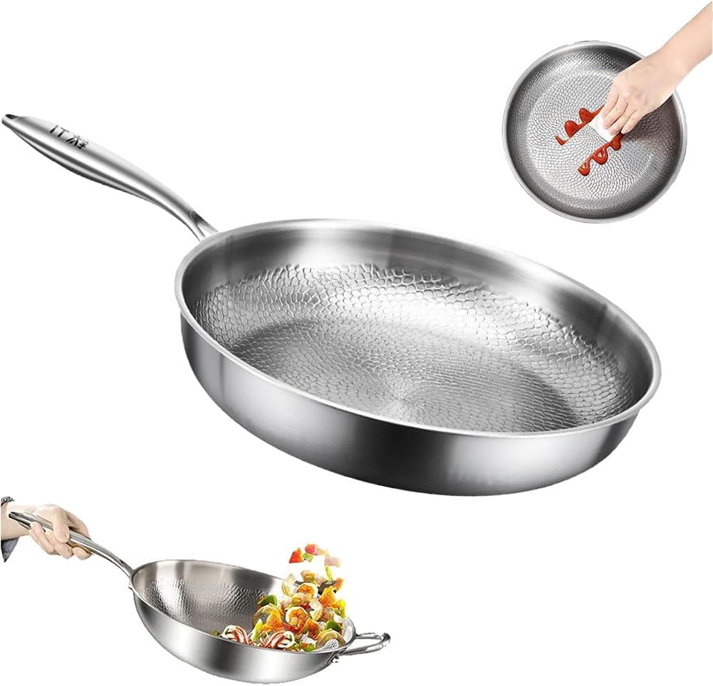 Plateful Titanium Pan,100% Pure Hammered Titanium Pro Pan,Non-Stick ...
