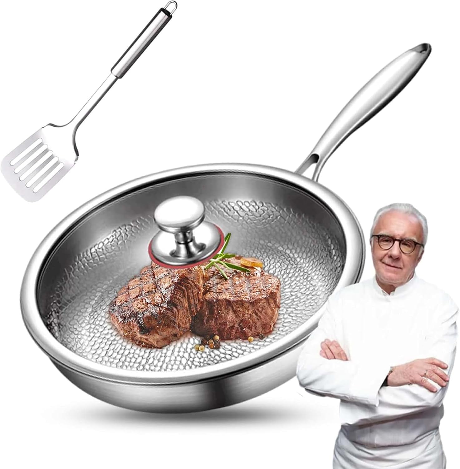 Plateful Titanium Pan with Lid, 100% Pure Titanium Pan for Cooking, Non ...