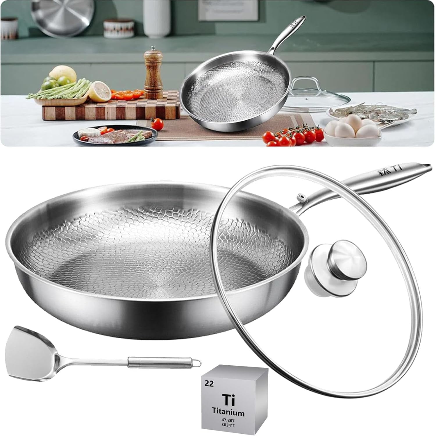 Platefull Titanium Pan, 2026 New Titanium Pro Pan, 12" PURE TItanium ...