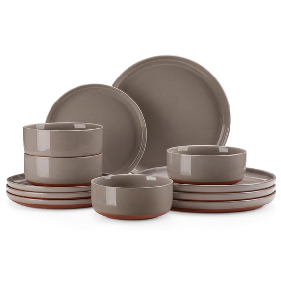 Plates And Sets 12 Pieces Modern Stoneware Dinnerware Set For 4 Kitchen ...