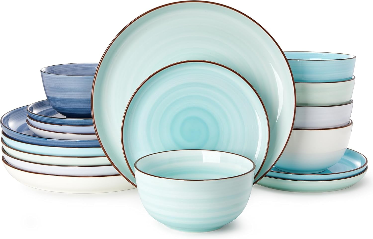 Plates and Bowls Sets, 18 Piece Dinnerware Set Porcelain Round Dinner ...