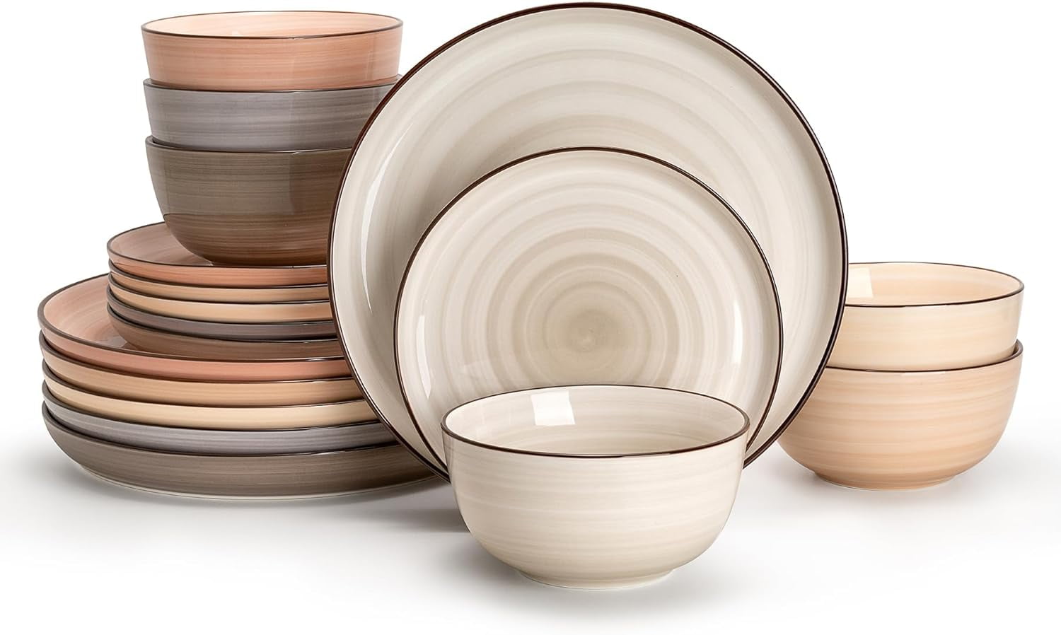 Plates and Bowls Sets, 18 Piece Dinnerware Set Porcelain Round Dinner ...