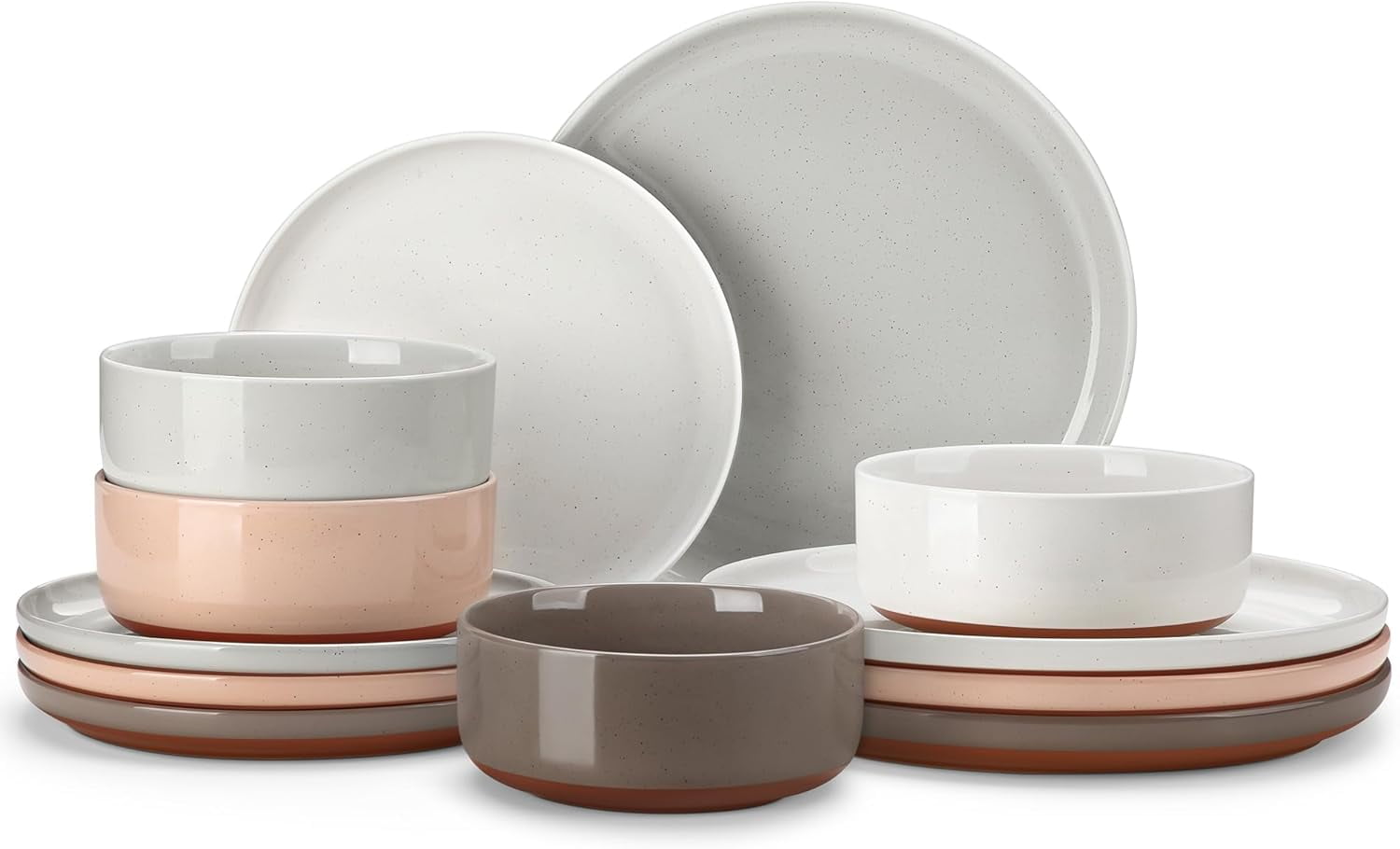 Plates and Bowls Sets, 24 Pieces Modern Ceramic Dinnerware Set for 8 ...