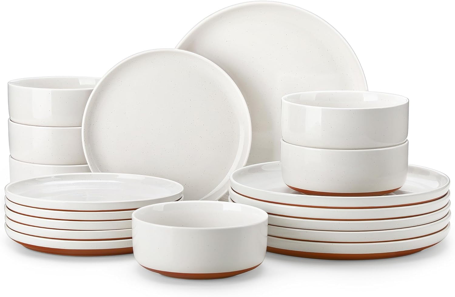Plates and Bowls Sets, 24 Pieces Modern Ceramic Dinnerware Set for 8 ...