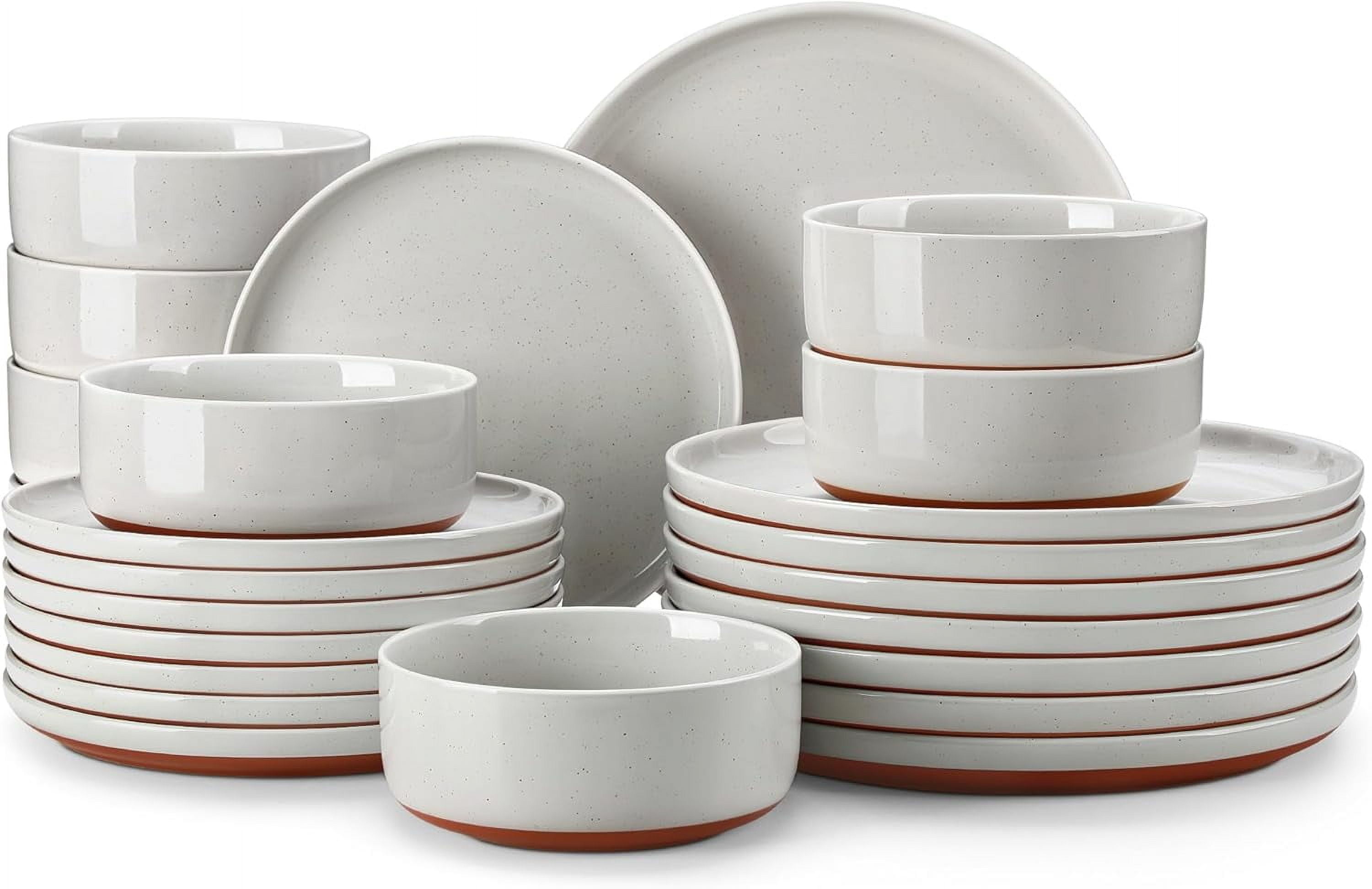 Plates and Bowls Sets, 24 Pieces Modern Ceramic Dinnerware Set for 8 ...