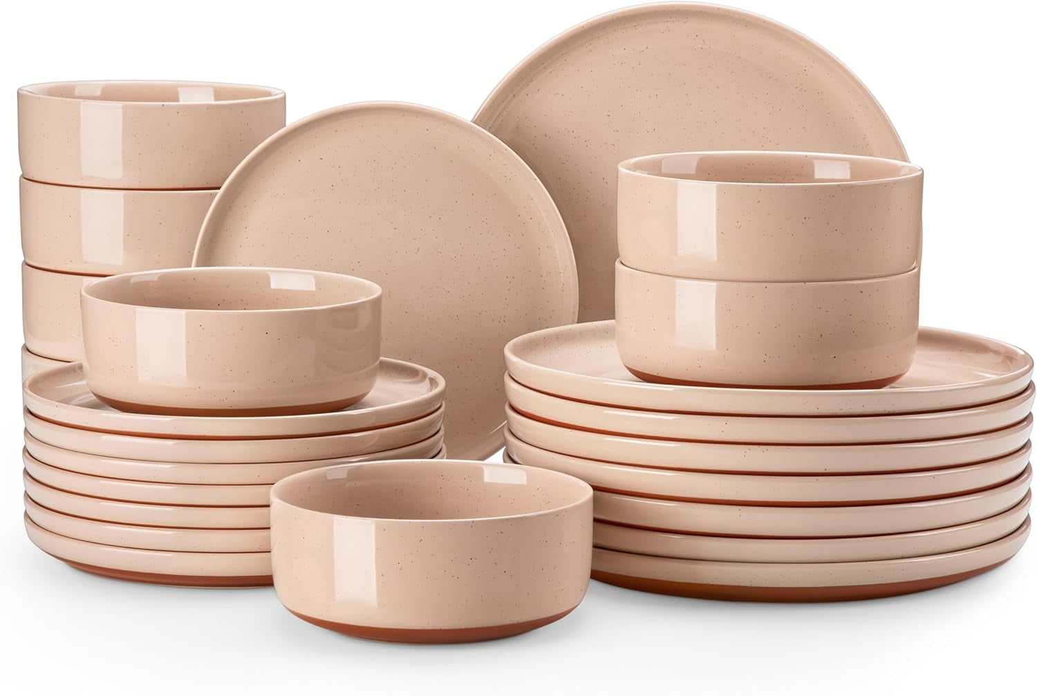 Plates and Bowls Sets, 24 Pieces Modern Ceramic Dinnerware Set for 8 ...