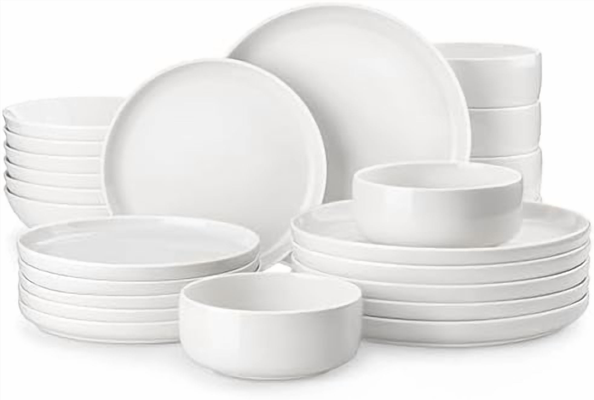 Plates and Bowls Sets, 24 Pieces Modern Porcelain Dinnerware Set for 6 ...
