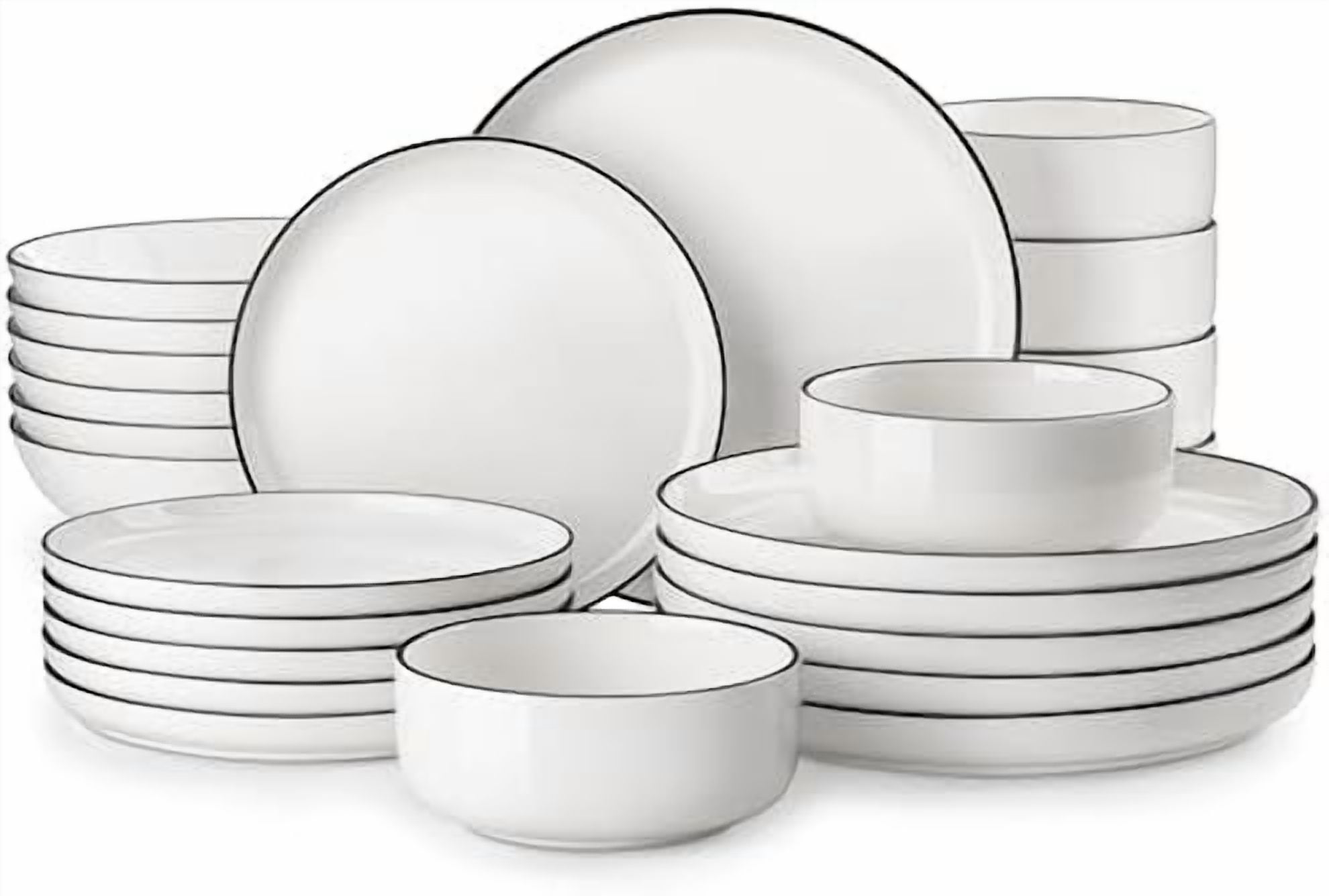 Plates and Bowls Sets, 24 Pieces Modern Porcelain Dinnerware Set for 6 ...