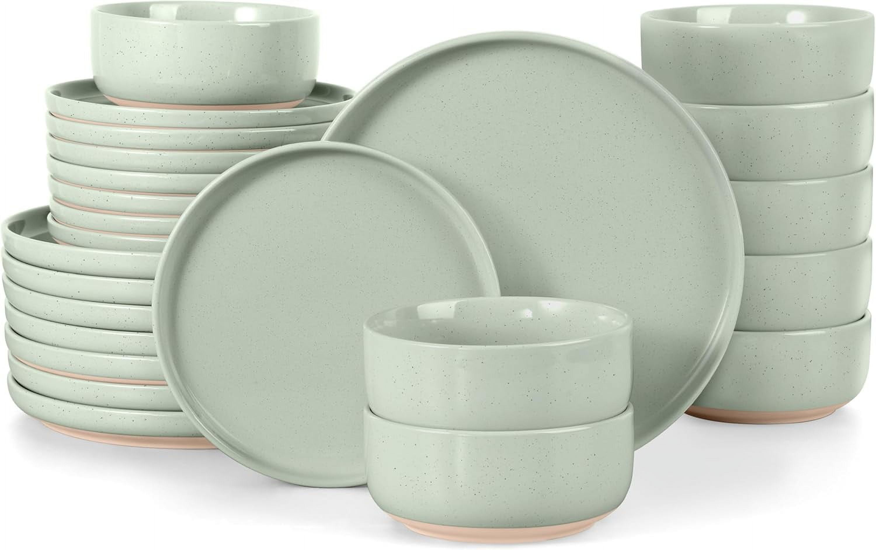 Plates and Bowls Sets for 8, 24 Piece China Dinnerware Stoneware Set ...