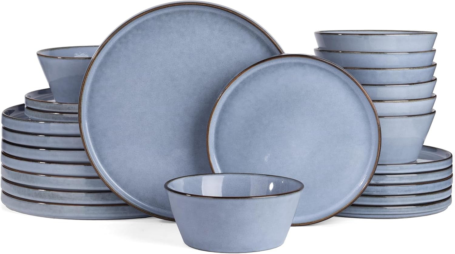 Plates and Bowls Sets, Annecy Stoneware Dinnerware Sets for 8, 24 ...