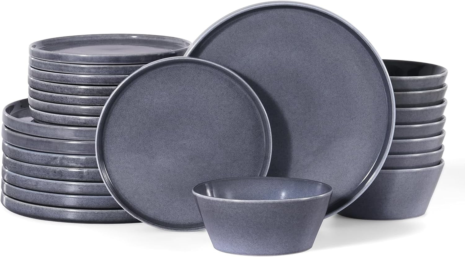 Plates and Bowls Sets, Stoneware Dinnerware Sets for 8, 24 Pieces Dish ...