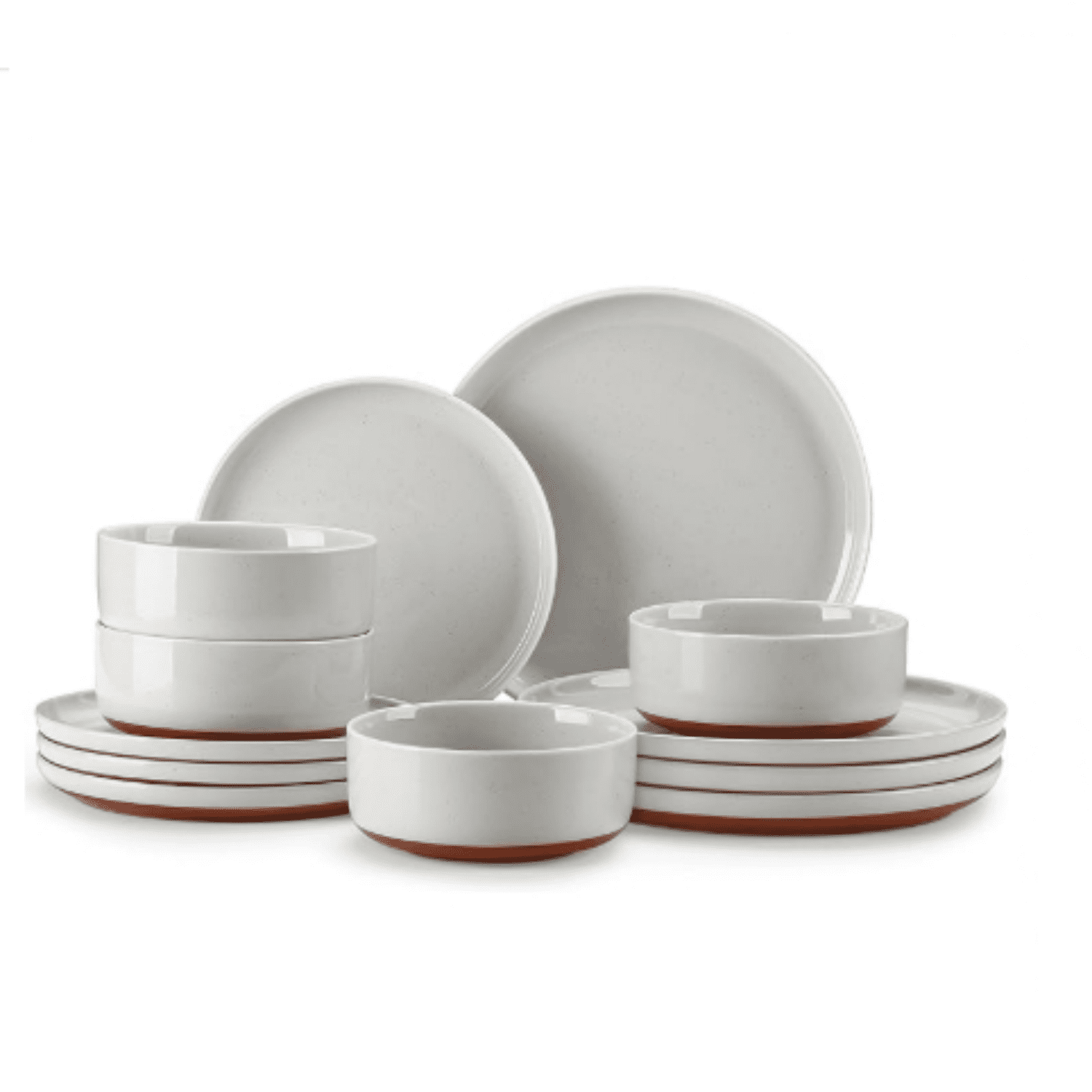 Plates and Bowls Sets, 12 Pieces Stoneware Dinnerware Set for 4 Kitchen ...