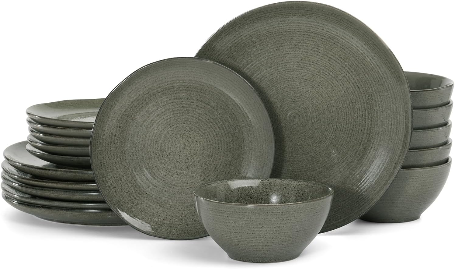 Plates and Bowls Sets for 6, 18 Pieces Stoneware Dinnerware Sets ...