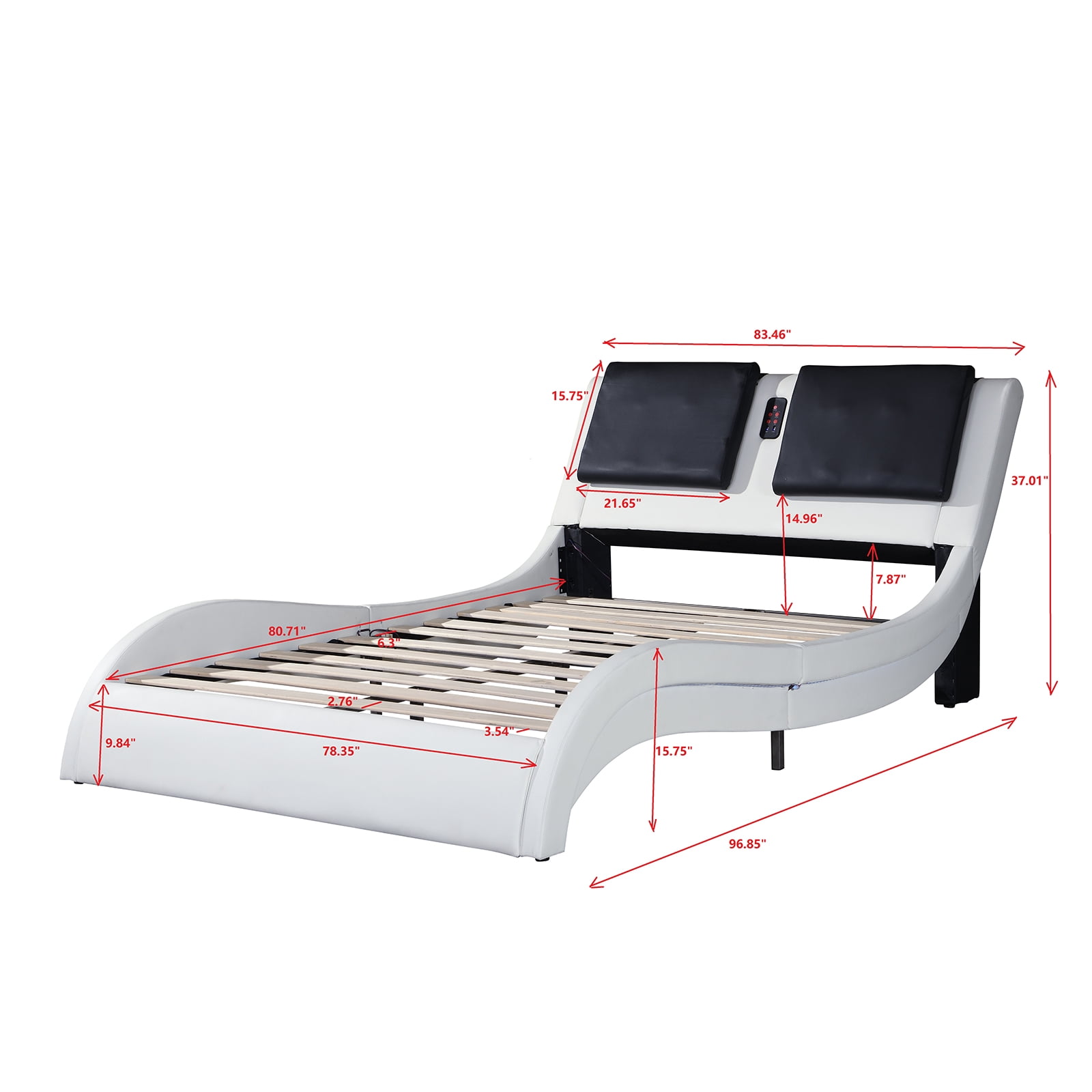 Platform Bed Frame With LED Light And USB Charging Ports Headboard ...