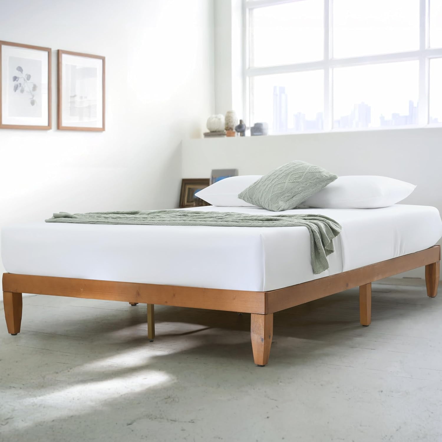 Platform Bed Frame Queen Size - 12 Inch Solid Wood Queen Bed Frame No ...