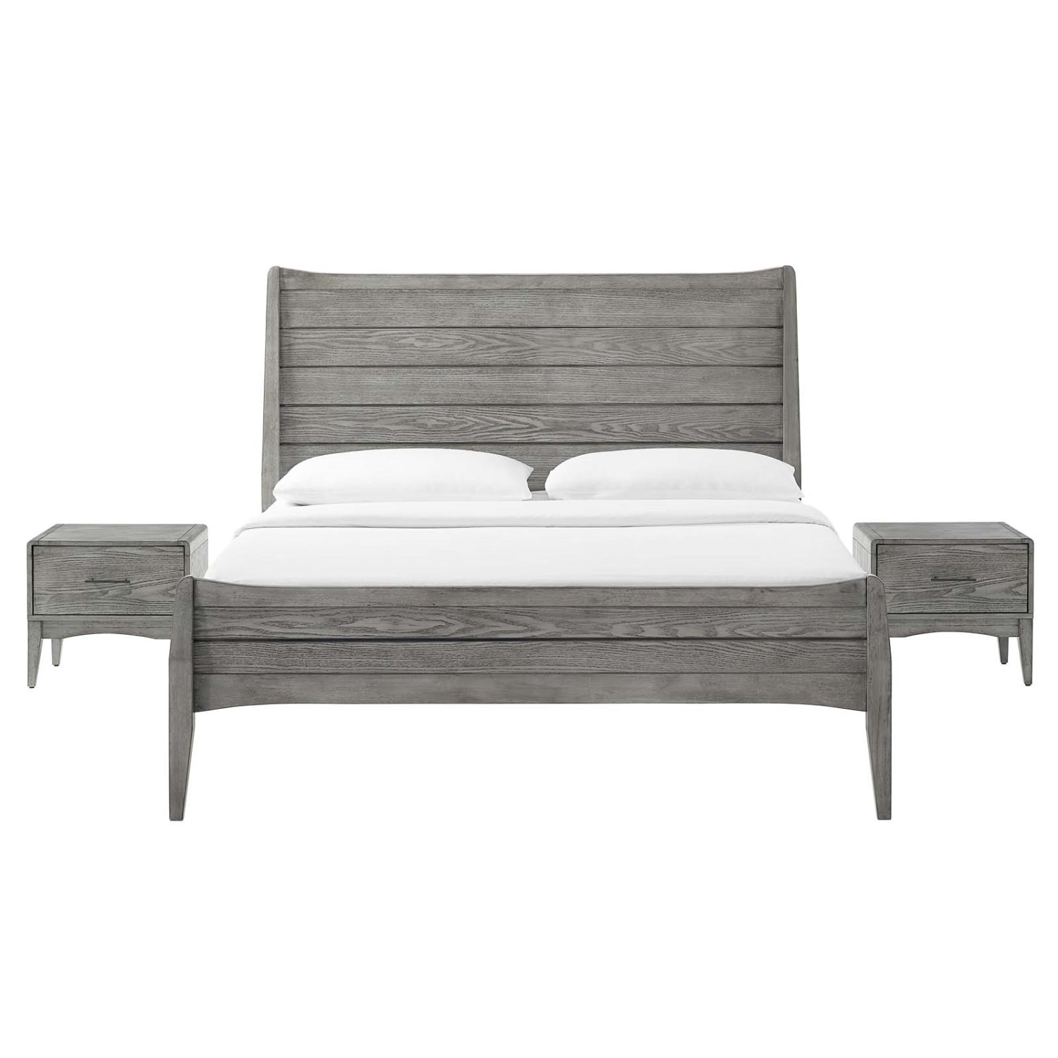 Platform Bed Frame, Queen Size, Grey Gray, Wood, Bedroom, Modern ...