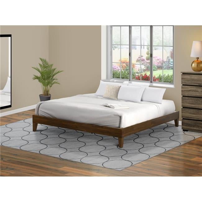 Platform Bed Frame with 4 Hardwood Legs & 2 Extra Center Legs - Walnut ...