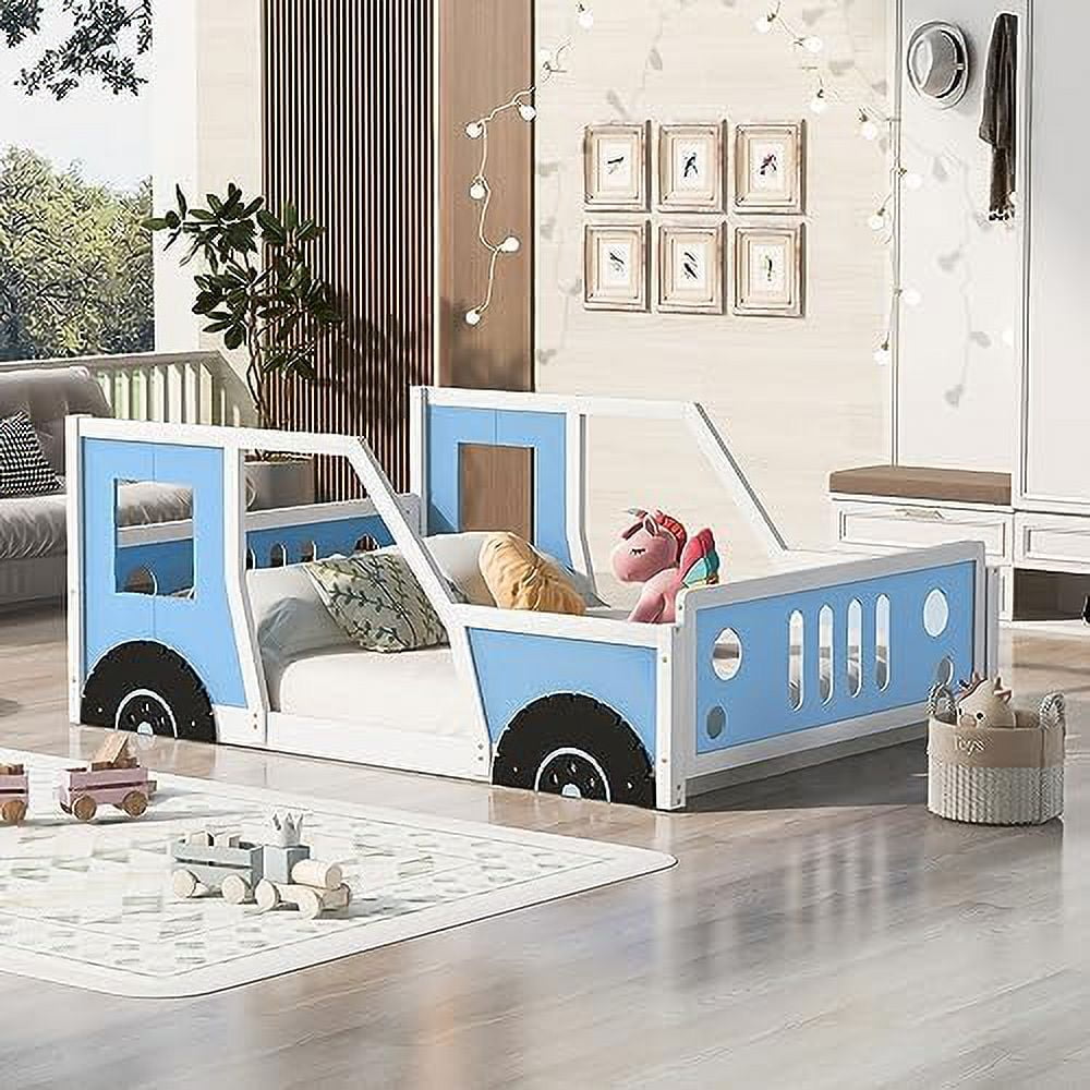 Platform Bed, Full Size Classic Car-Shaped Wooden Platform Bed with ...