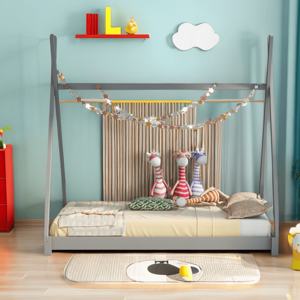 Platform Bed Twin | Twin Size House Platform Bed with Triangle ...