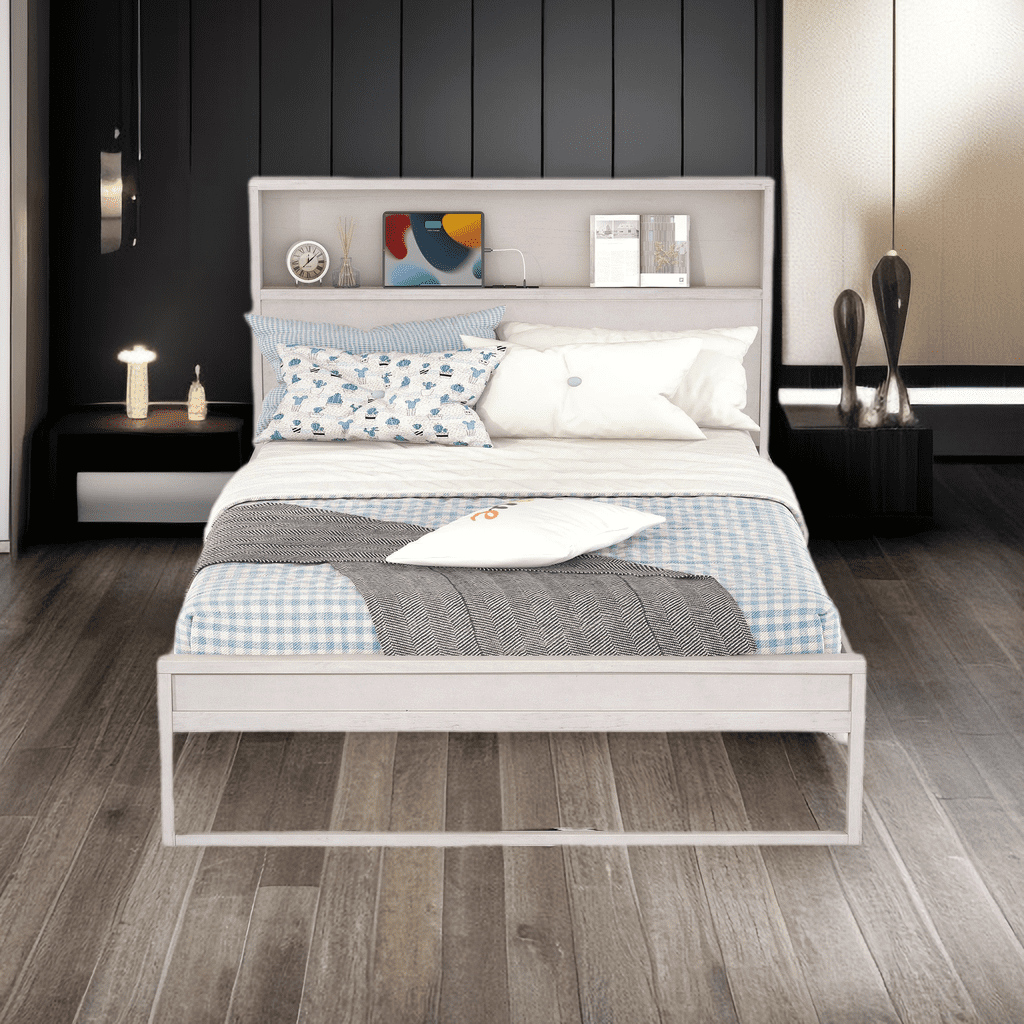 Platform Bed with Storage Headboard,Sockets and USB Ports,Full Size ...