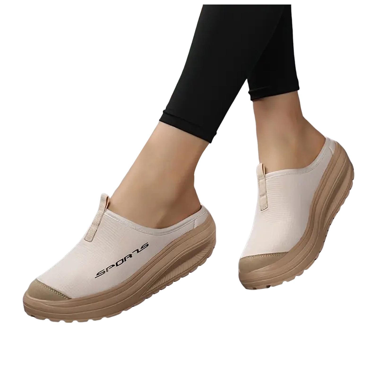 Platform Chunky Mules Walking Shoes for Women Comfortable Athletic ...