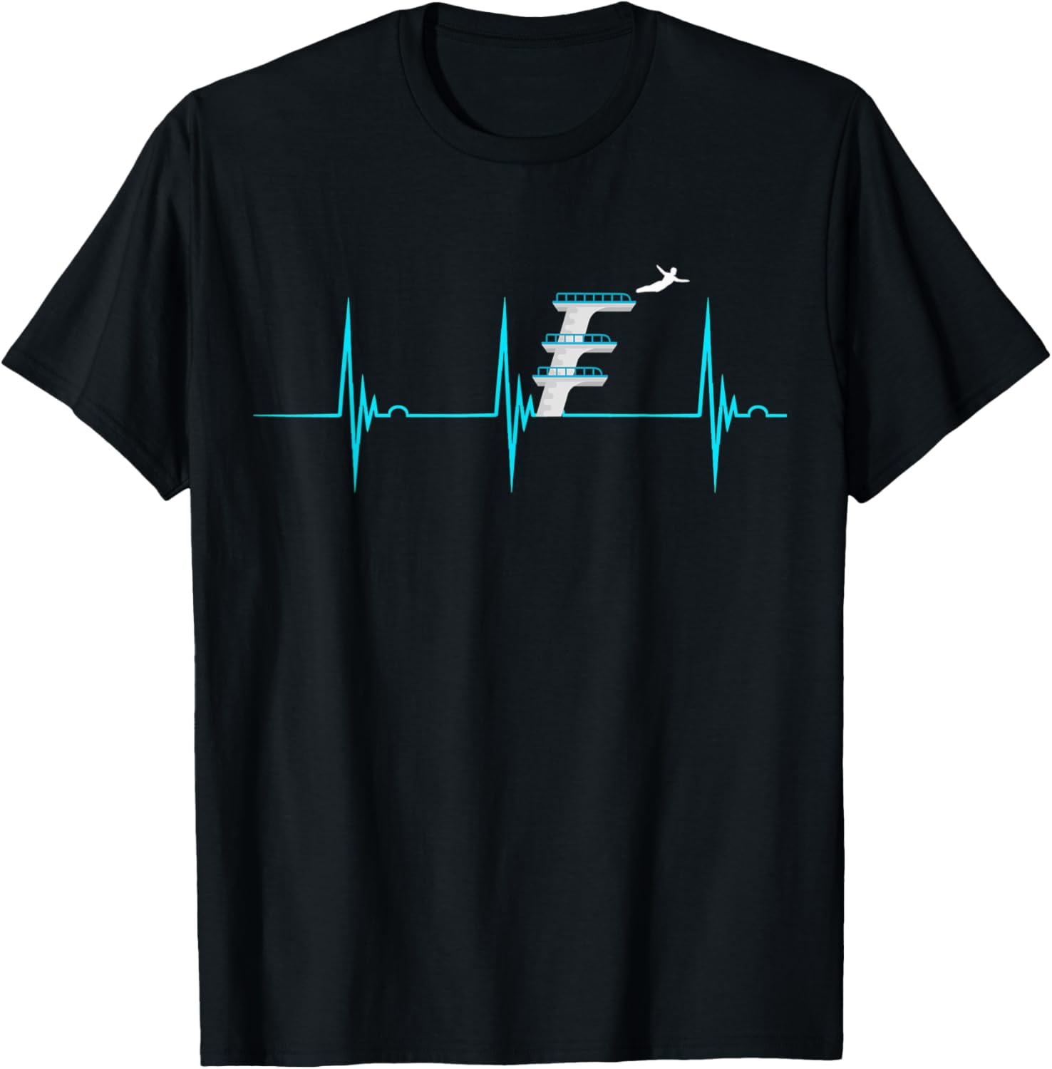 Platform Diving Board Heartbeat EKG Pulse Springboard Diving T-Shirt - Walmart.com