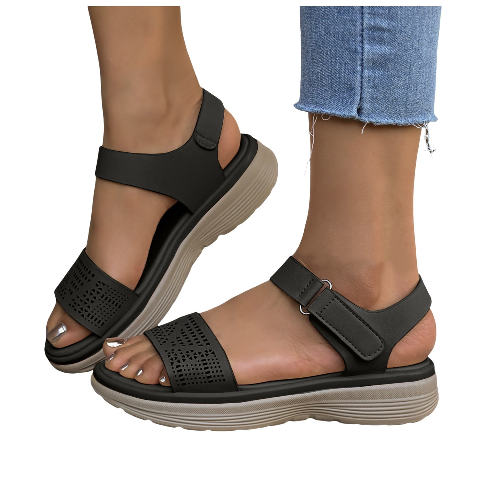 Platform Dressy Sandals for Women 2025 Summer Comfortable Leather Open ...