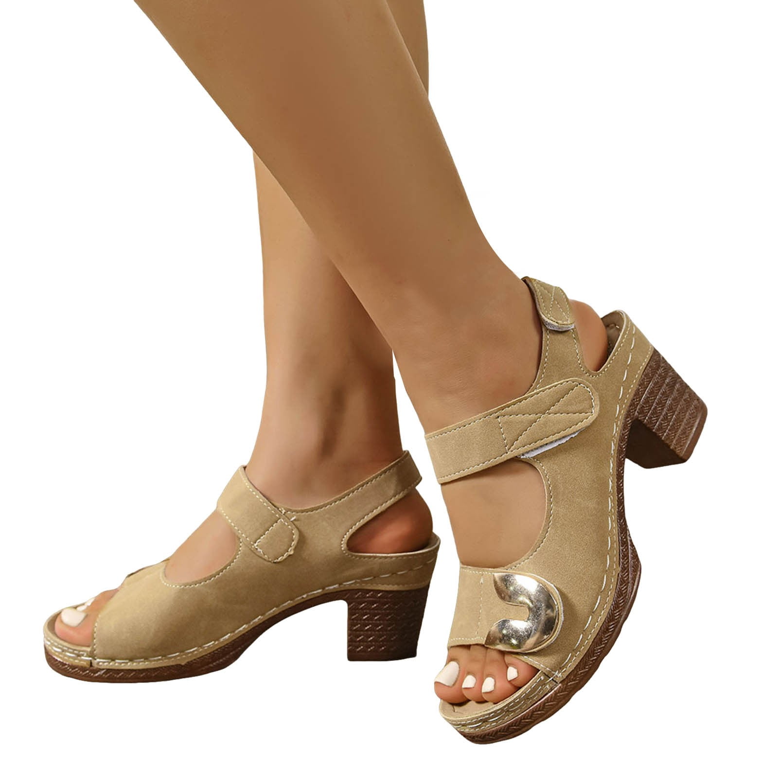 Platform Dressy Sandals for Women 2025 Trendy Leather Open Toe Chunky ...