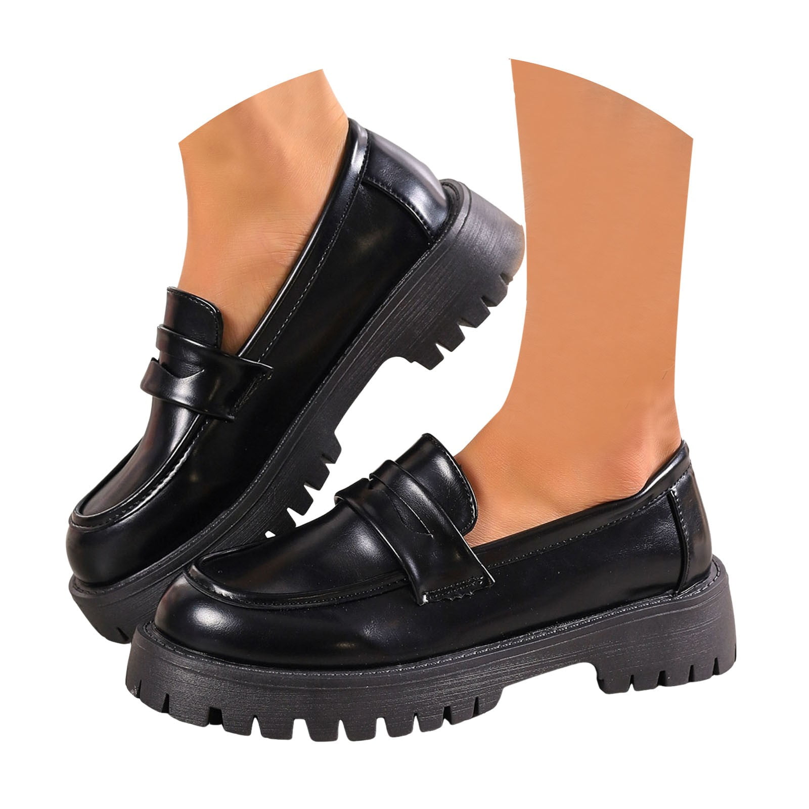 Platform Loafers for Women Heel Lug Sole Women's Slip on Penny Loafer ...