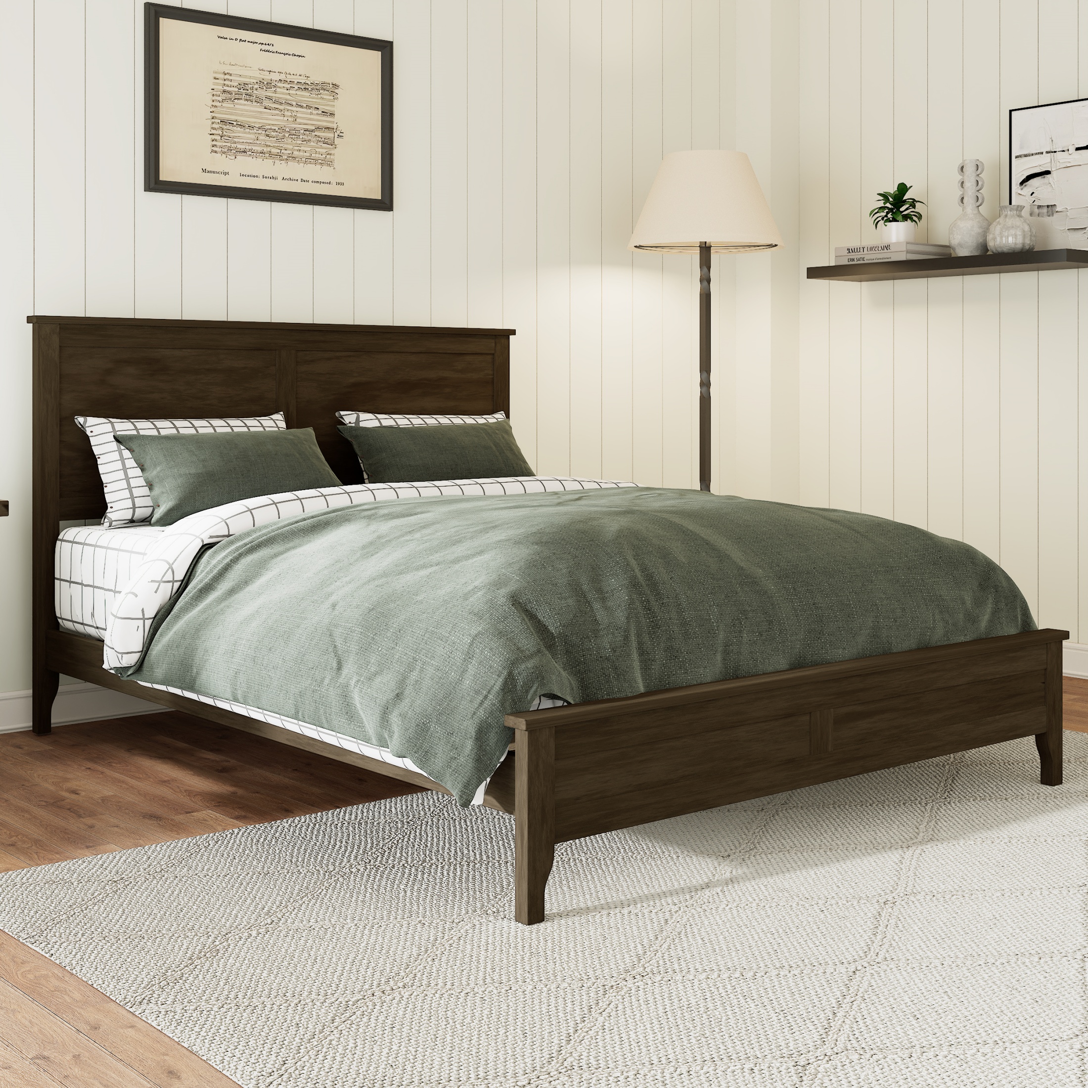 Platform Queen Size Bed Frame with Headboard,Sturdy Wooden Slats ...