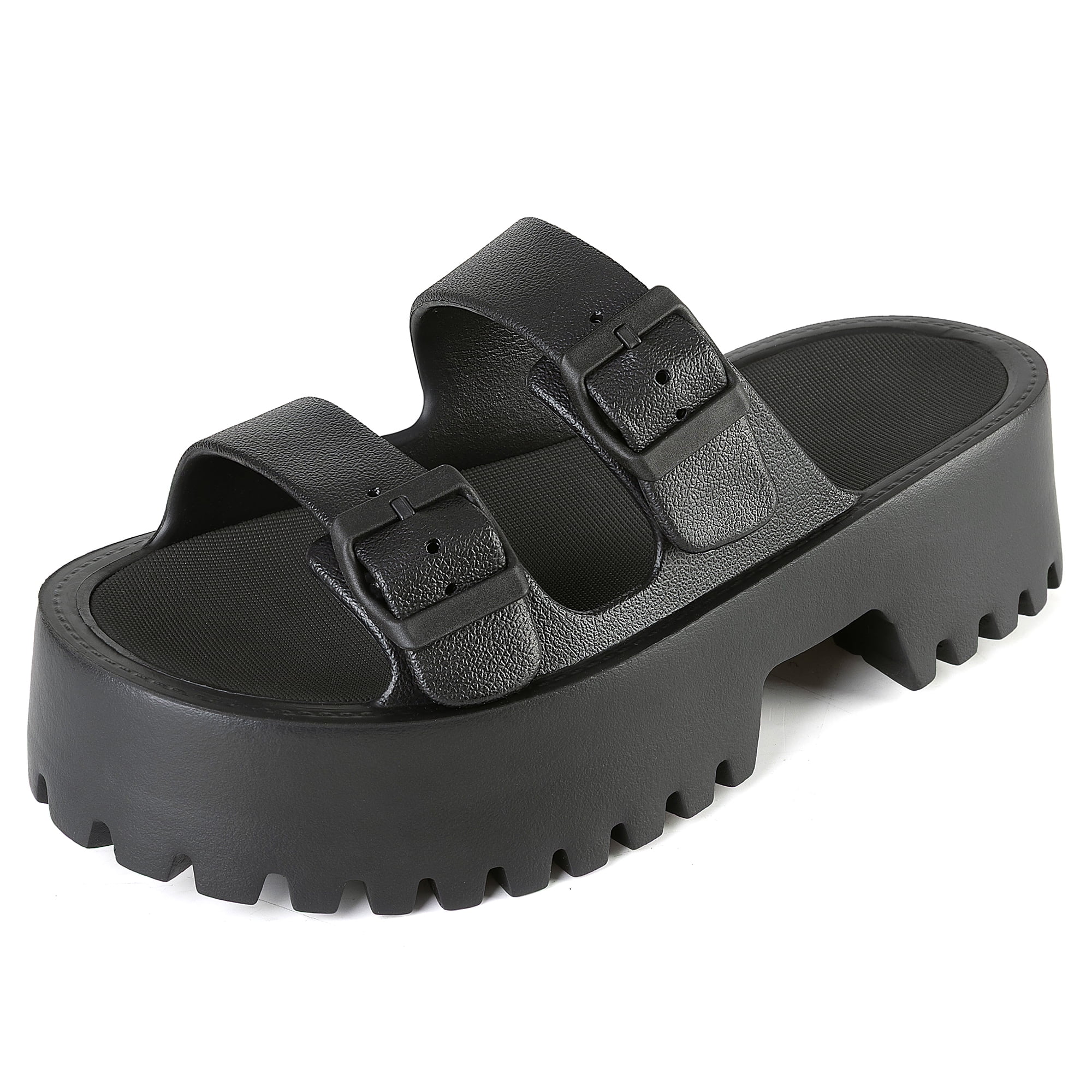 Platform Sandals for Women Adjustable Buckle Fashion Beach Slides ...